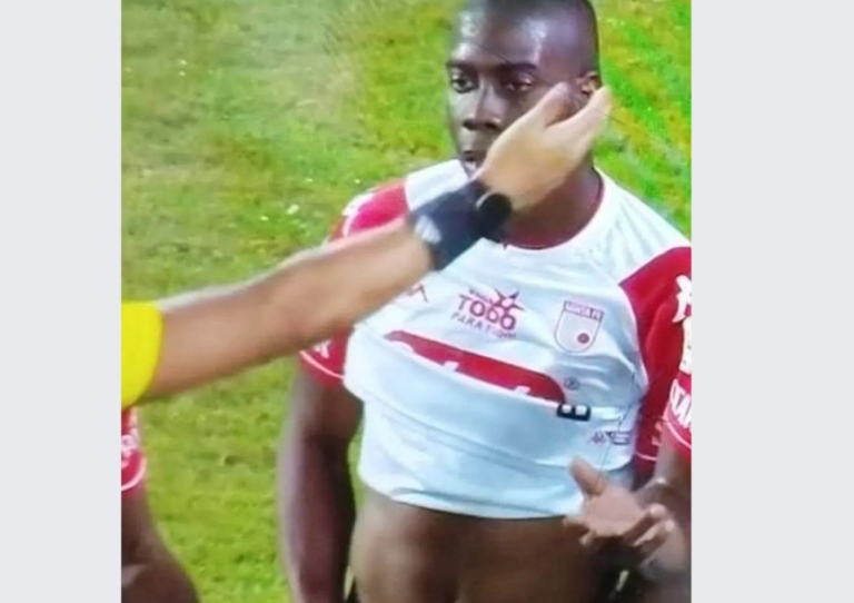 Outrage after soccer player is seen flashing his manhood to distract ...
